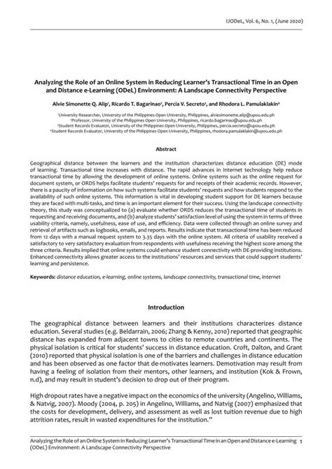 Pdf Analyzing The Role Of An Online System In Reducing Learner