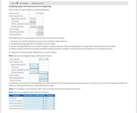 Solved Analyzing Impact Of Inventory Errors On Reporting The