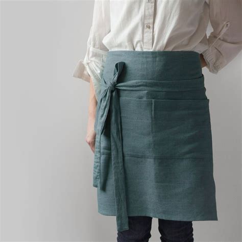Grey Cafe Apronlinen Half Apronunisex Linen Apronchef Apronwaitress