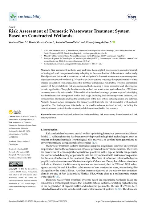 Pdf Risk Assessment Of Domestic Wastewater Treatment System Based On