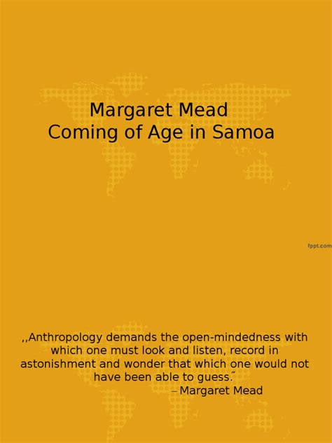 Margaret Mead Coming Of Age In Samoa Pdf Anthropology Sex