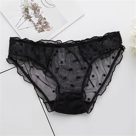 Celiean Ladies Panties Polka Dot Lace Panties Mesh Streamer Panties Low