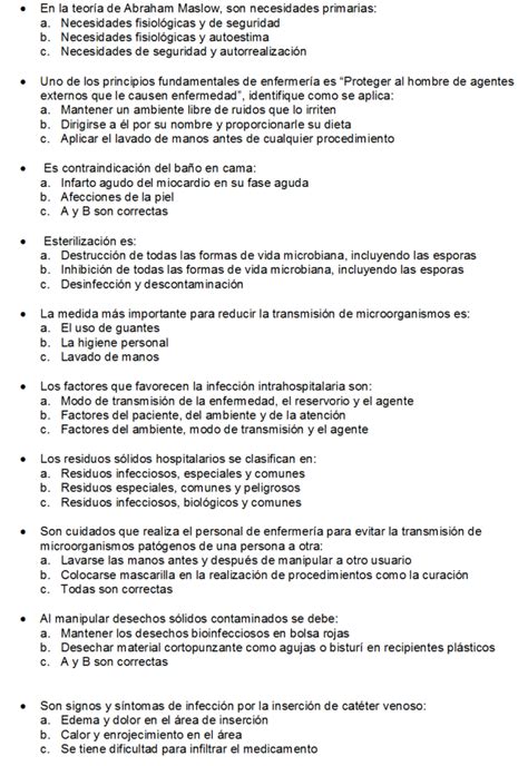 Exámenes de enfermería preguntas y respuestas