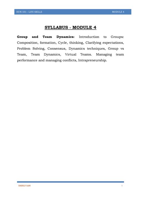 Module 4 Notes Pdf Life Skills Syllabus Module 4 Group And Team