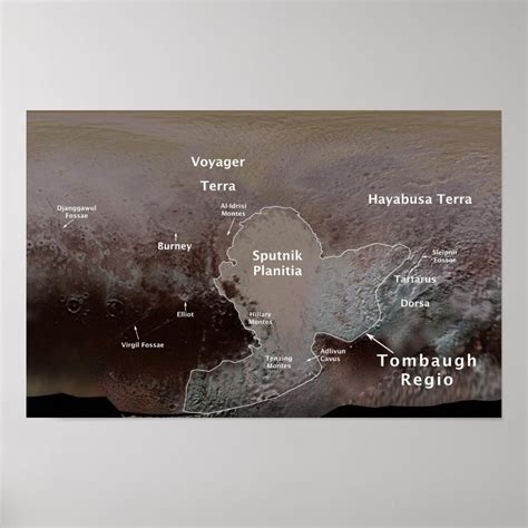Map Of Pluto With Geographical Names Poster Zazzle In 2024 Map