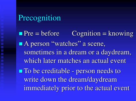 Ppt Precognition Powerpoint Presentation Free Download Id 6592400