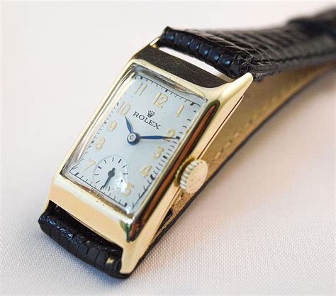 Rolex Extremely Rare Rectangular Solid Gold Watch 1930s For Sale At