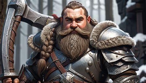 Dwarf Warrior With A Thick Braided Beard Wearing Heavy Plate Armor