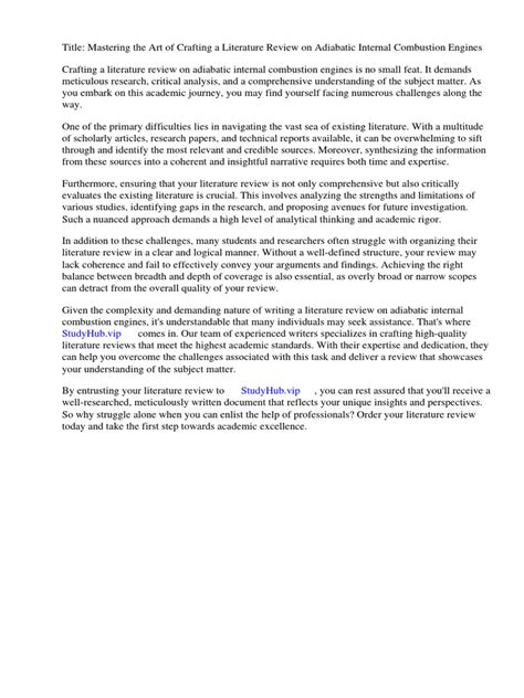 Literature Review On Adiabatic Internal Combustion Engine Pdf