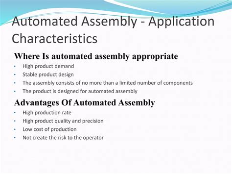 Automated Assembly Systems Ppt