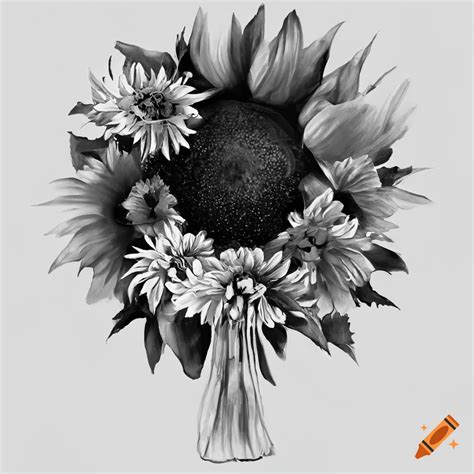 Black And White Sunflower Bouquet On Craiyon