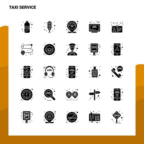 25 Taxi Service Icon set Solid Glyph Icon Vector Illustration Template ...