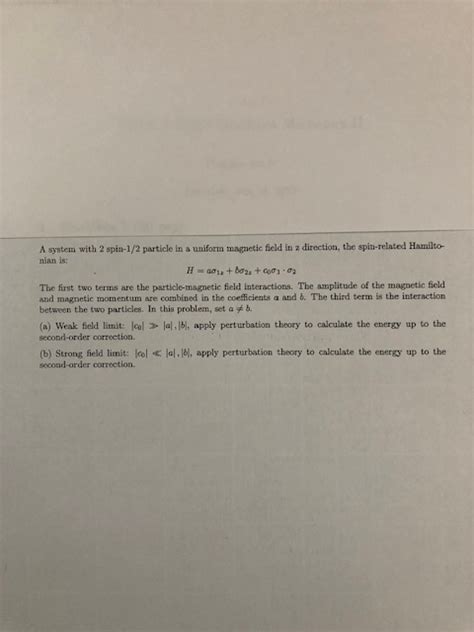 solved a system with 2 spin 1 2 particle in a uniform