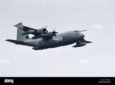 Four Engine Turboprop Military Transport Aircraft Hi Res Stock