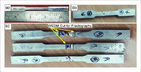 Tensile Test Specimen A Before And B C After The Test Download Scientific Diagram