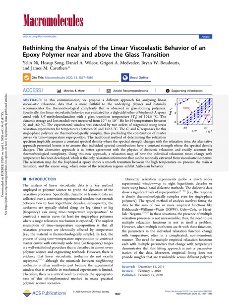 Pdf Linear Viscoelastic Relaxation In The α And α Regions Of Linear