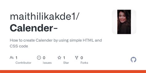 GitHub Maithilikakde Calender How To Create Calender By Using Simple HTML And CSS Code