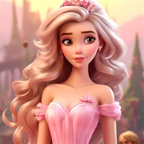 Elegant Beautiful 3d Cartoon Princess Premium Ai Generated Image