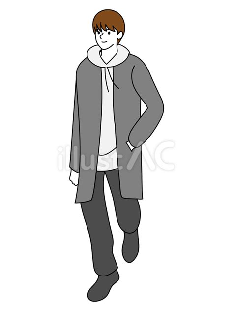 冬の街角を歩く若い男性イラスト No 24756899｜無料イラスト・フリー素材なら「イラストac」