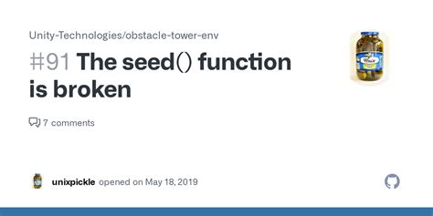 The Seed Function Is Broken · Issue 91 · Unity Technologiesobstacle