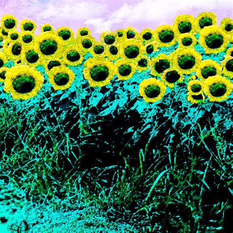 Abstract Sunflower Field Digital Digital Art By Dianna Lawson Fine