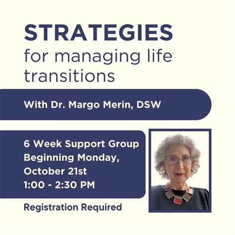 Oct 21 Strategies For Managing Life Transitions Support Group East