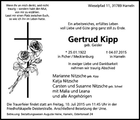 Traueranzeigen Von Trauer Kipp Trauerportal Ihrer Tageszeitung