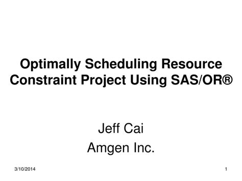 Ppt Optimally Scheduling Resource Constraint Project Using Sasor