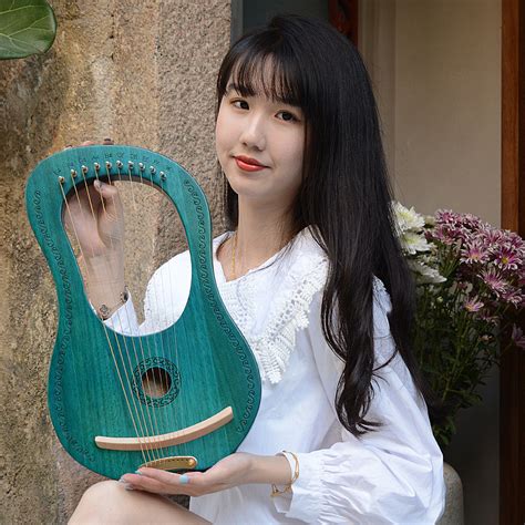 10 String Lyre Harp Vintage Reindeer Pattern Mahog Grandado