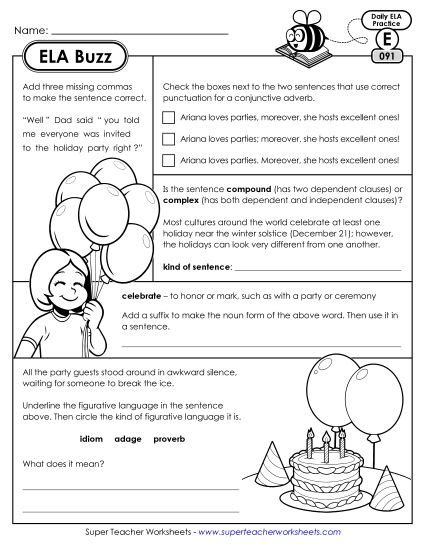 Daily Ela Review Worksheets Ela Buzz Level E