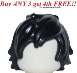 NEW Lego Minifig Hair Male Boy BLACK Tousled With Long Bangs