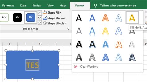 Menambahkan Wordart Style Pada Teks Dalam Shape Pada Microsoft Excel Adh Excelcom Tutorial