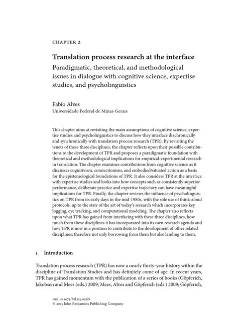 Translation Process Research Pdf Expert Cognitive Science