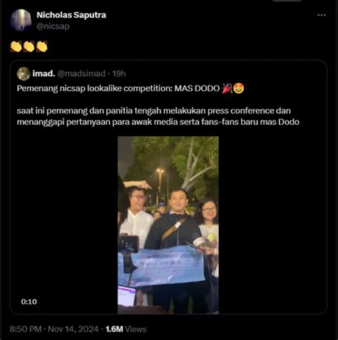 Pria Ini Menang Kontes Kemiripan Dengan Nicholas Saputra Inilah