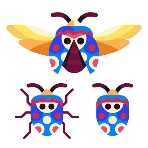 Premium Vector Exotic Picasso Bug Icons In Flat Design
