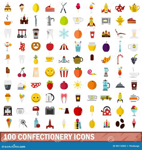 Confectionery Icons Set Flat Style Stock Vector Illustration Of Bakery Cream