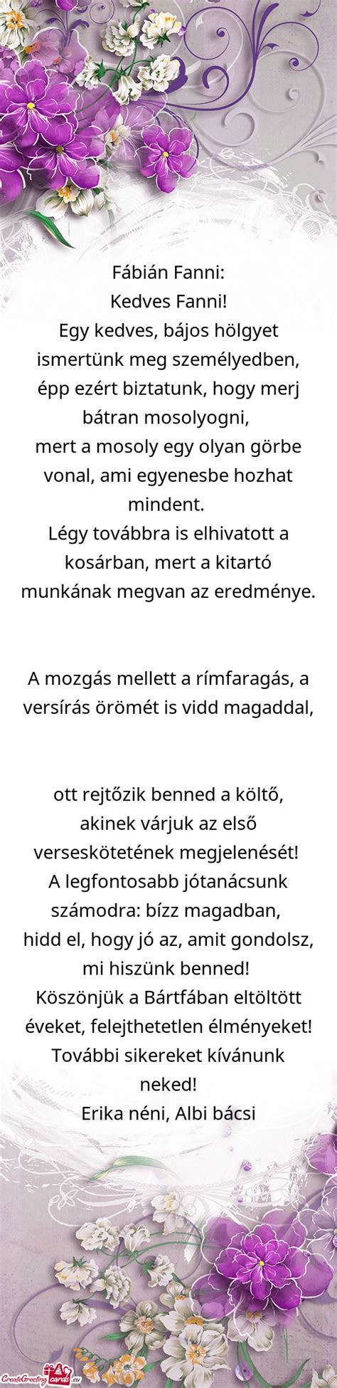 Kedves Fanni Free Cards