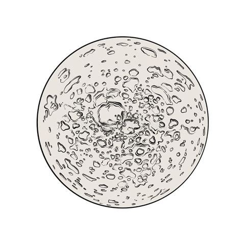 Hand Drawn Sketch Of Moon Planet In Black Isolated On White Background