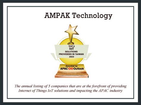 AMPAK Technology Awarded Top IoT Solutions Providers In APAC CIO Outlook SparkLAN IoT