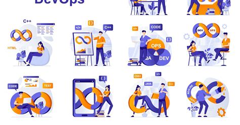 Devops Illustrations Set Illustrations Ft Flat And Concept Envato Elements