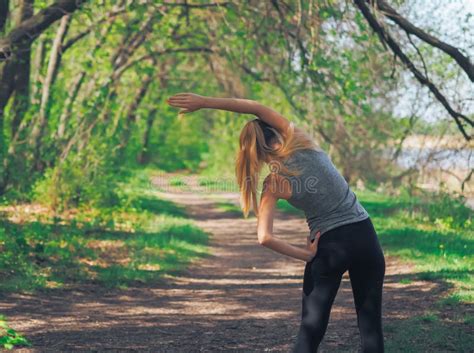 Young Girl Running At The Forest Happy Stock Image Image Of Park