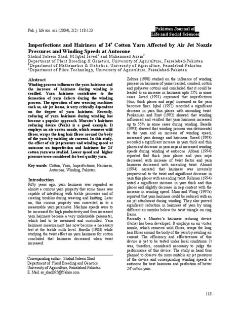 Imperfections In Yarn Pdf Spinning Textiles Yarn