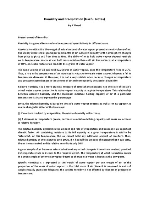Types Of Humidity Pdf Water Vapor Humidity
