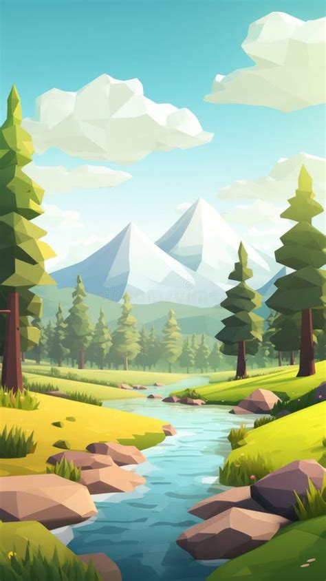 Serene River Winding Through Lush Greenery Stock Image Image Of