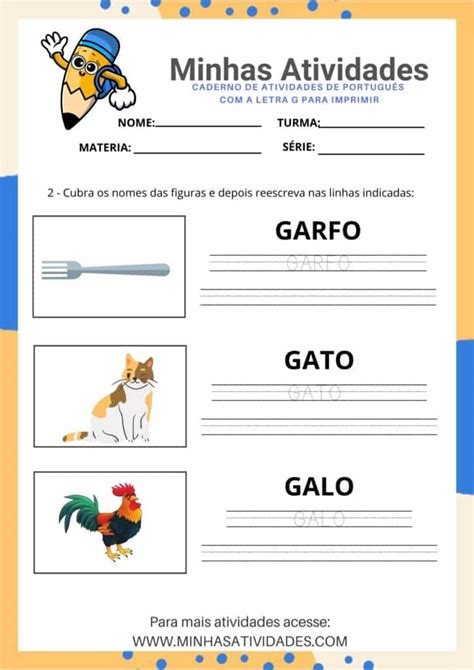 Atividades Para Aprender A Letra G Para Ensino Infantil