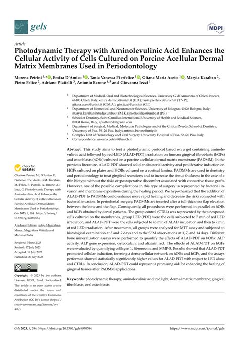 Pdf Photodynamic Therapy With Aminolevulinic Acid Enhances The