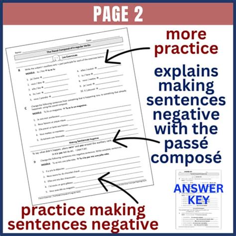 The Passé Composé Of Irregular Verbs High School French Grammar Worksheet
