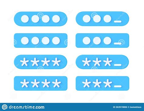 Password 3d Render Icon Set Code Field Simple Safety Illustration
