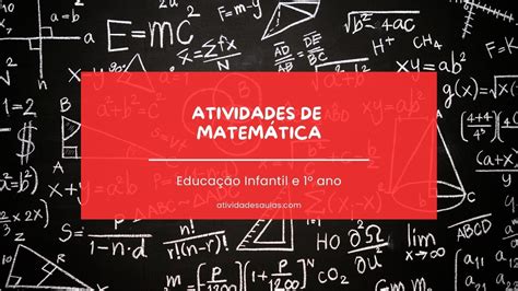 Lista De Atividades De Matemática Educação Infantil E 1º Ano