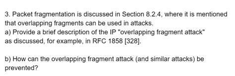 Solved 3 Packet Fragmentation Is Discussed In Section